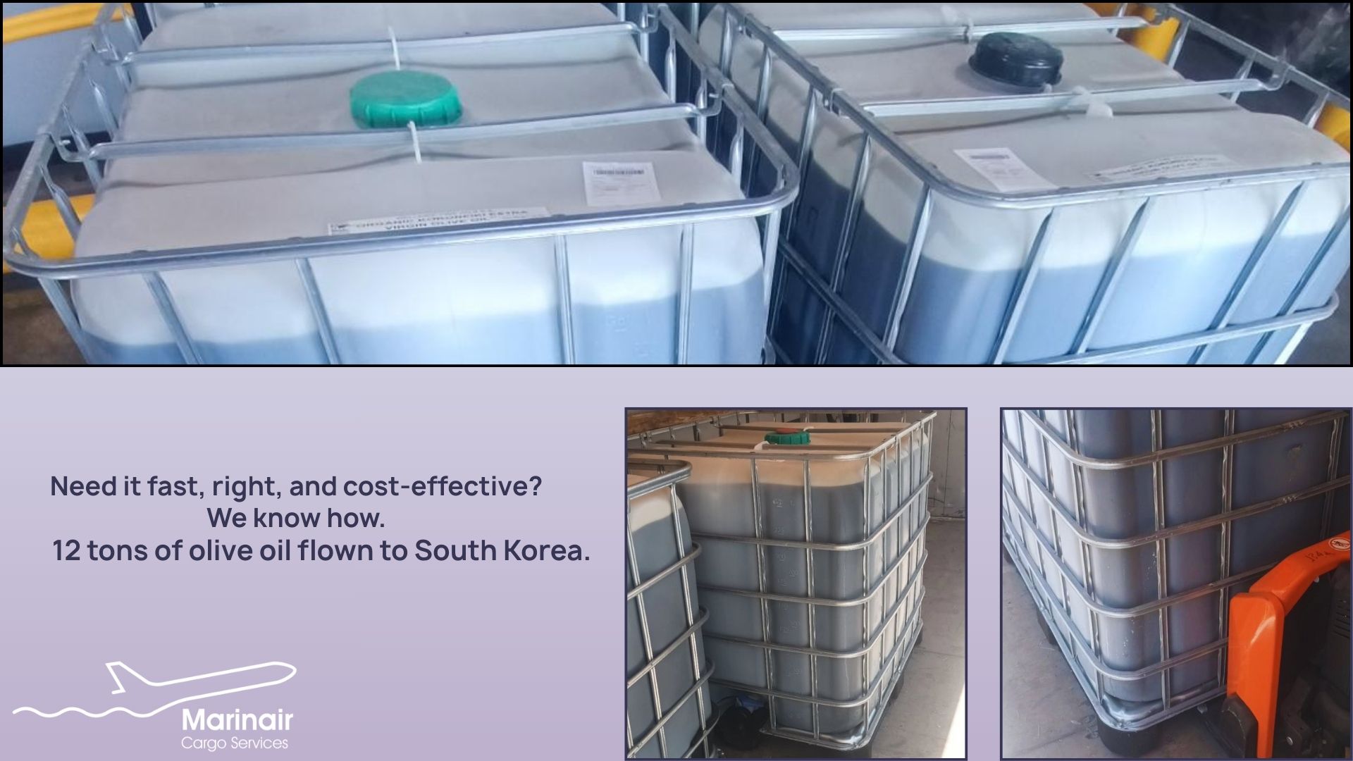 Olive Oil Airfreight from Greece to South Korea - Marinair Cargo Services